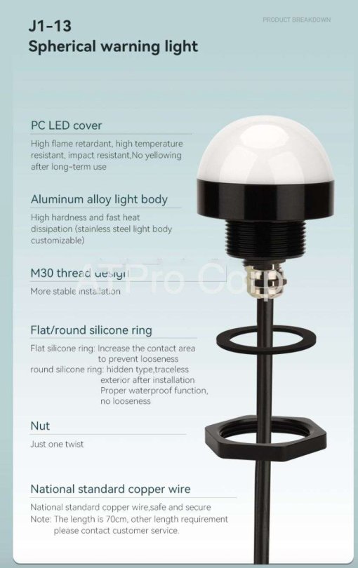 Đèn cảnh báo 3 màu hình cầu chính hãng giá rẻ - J1-13