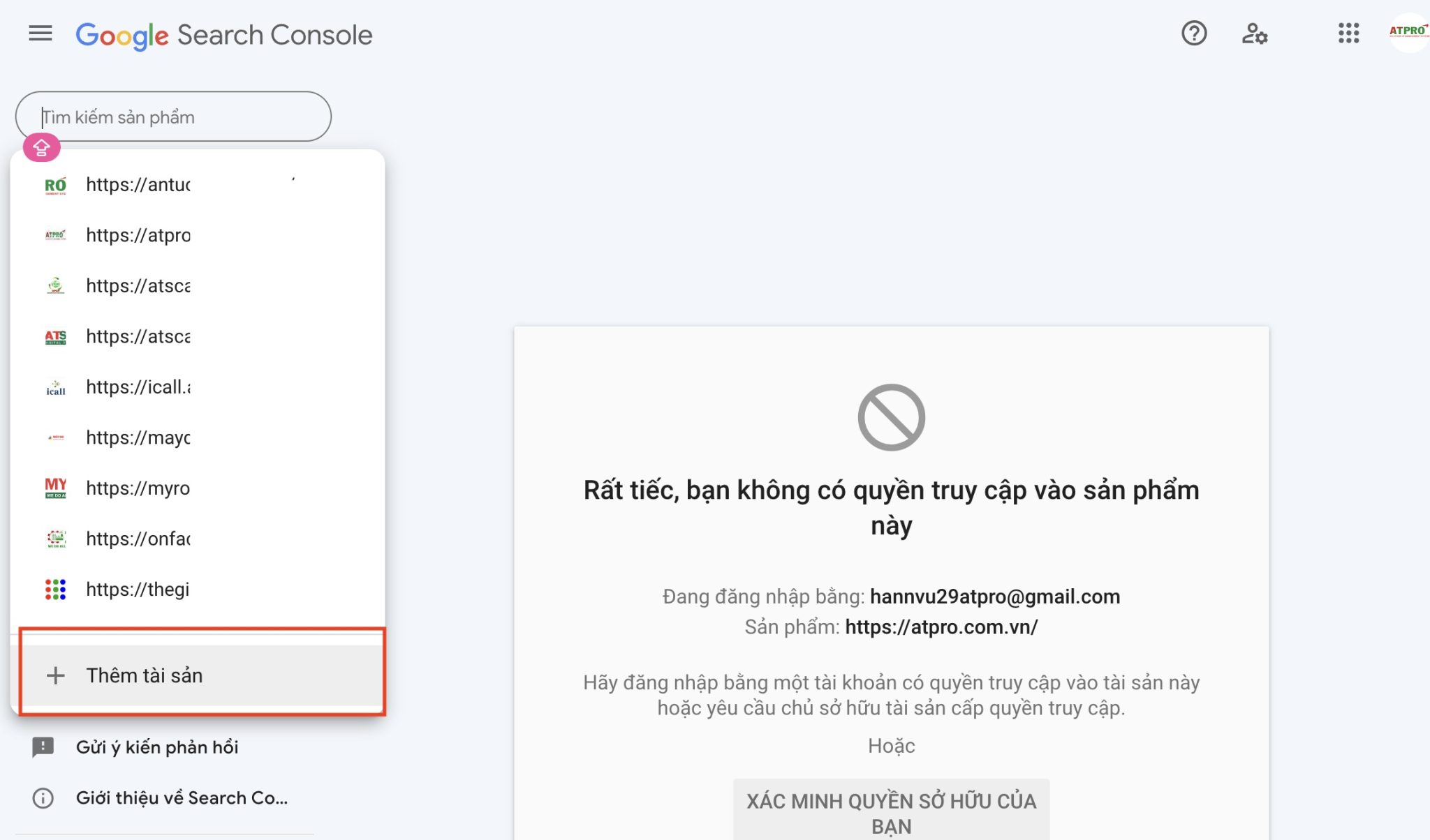 Hướng dẫn cài đặt Google Search Console - ATPro Corp